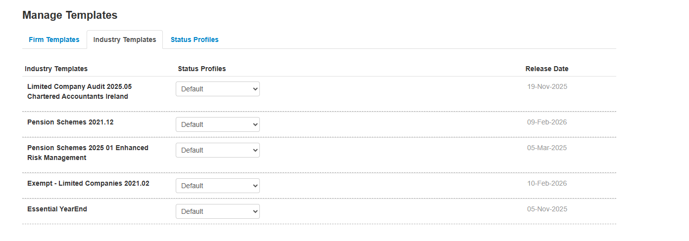 Industry Template Tab – BrightWorkpapers